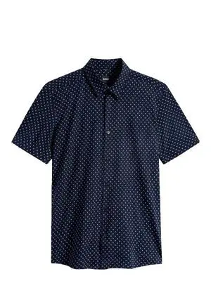 BOSS Roan Slim Fit Short Sleeve Button-up Shirt - Dark Blue