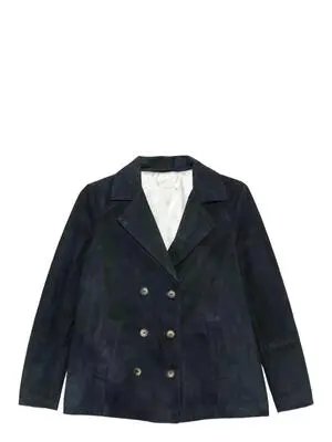 MARA BINI Double-breasted Suede Blazer - Blue