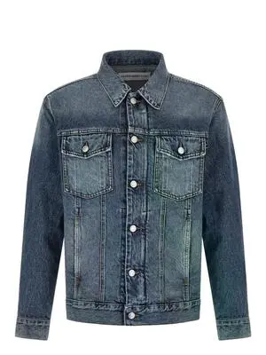 DEPARTMENT 5 Stone Washed Denim Jacket With Contrast Stitching - Blue