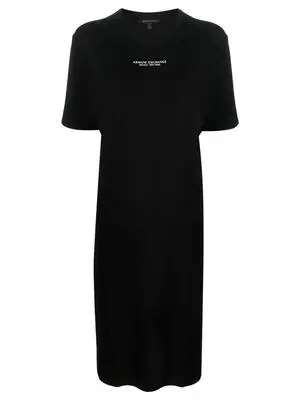 Armani Exchange Logo-print T-shirt Dress - Black