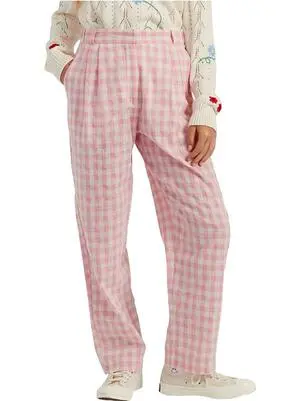 Chinti & Parker Linen Blend Gingham Trousers Pink Gingham