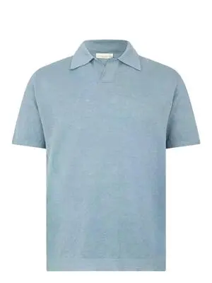 ROBERTO COLLINA Collared Knitted T-shirt - Blue