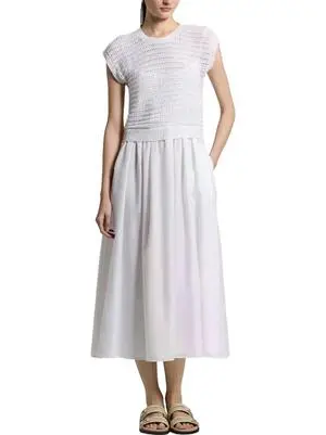 Peserico Crocheted-detail Midi Dress - White