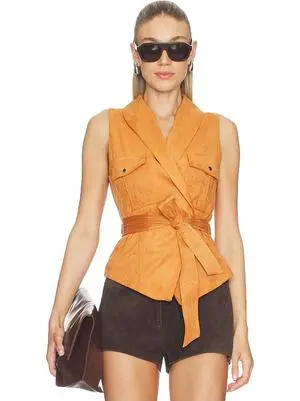 MORE TO COME Aaliyah Faux Suede Vest - Tan