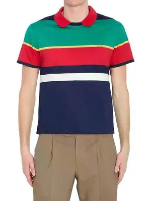 Versace Striped Short-sleeve Polo Shirt - Blue