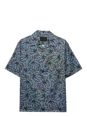Prada Printed Cotton Bowling Shirt - Grey