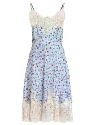 Dolce & Gabbana Floral-print Midi Dress With Lace Details - Blue