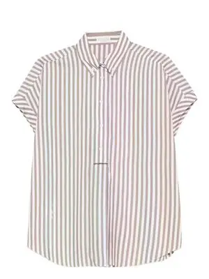 Brunello Cucinelli Striped Buttoned Blouse Neutrals