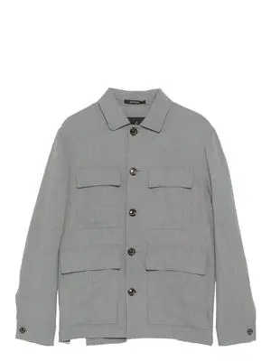MONTECORE Collared Jacket With Four Front Flap Pockets - Grey