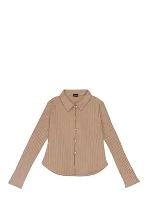 Callipygian Faux-pearl Ribbed Cardigan - Neutrals