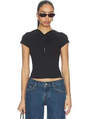 GRLFRND Keyhole Twist Short Sleeve Tee - Black