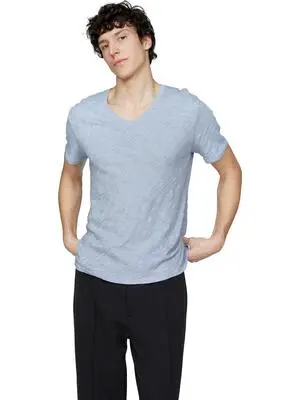 ATM Anthony Thomas Melillo Slub Jersey V-neck T-shirt - Cool Water