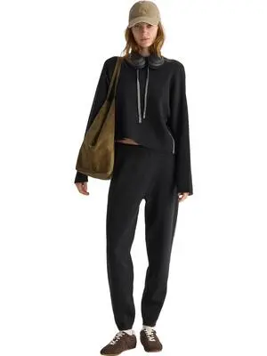ATM Anthony Thomas Melillo Cotton Cashmere Plaited Sweatpants - Black Silver