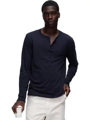 ATM Anthony Thomas Melillo Classic Jersey Long Sleeve Henley T-shirt Cotton - Midnight