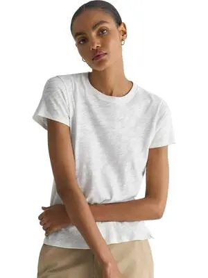 ATM Anthony Thomas Melillo Sparkle Slub Jersey Schoolboy Crew Neck T-shirt - Seashell Silver