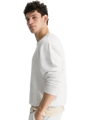 ATM Anthony Thomas Melillo Donegal French Terry Crew Neck Sweatshirt - Chalk Donegal