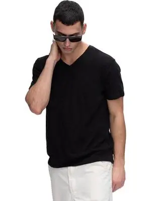 ATM Anthony Thomas Melillo Slub Jersey V-neck T-shirt - Black