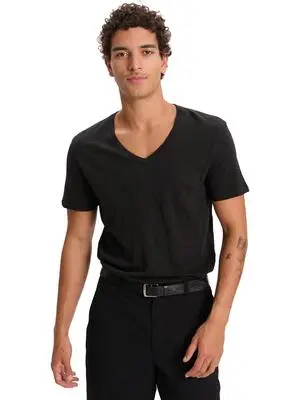 ATM Anthony Thomas Melillo Men's Slub Jersey V-neck T-shirt Black