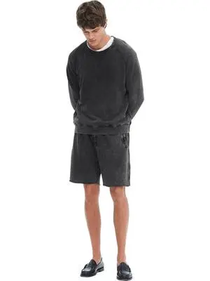ATM Anthony Thomas Melillo French Terry Crew Neck Pullover Sweatshirt - Black