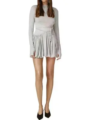 PNK Drawstring Gathered Mini Dress - Grey