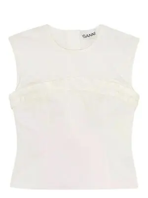 GANNI Ruffled-detail Blouse - Neutrals