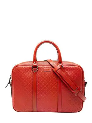 Gucci Diamante Leather Business Bag - Red