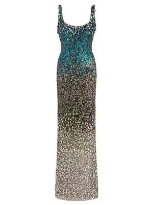 Jenny Packham Decora Sequin-Embellished Dress Silver