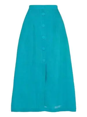 ERES A-line Skirt With Button Detailing - Blue