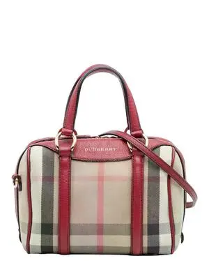 Burberry Small House Check Canvas Alchester Bowling Satchel - Brown