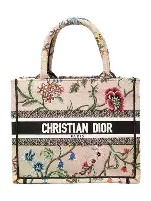 DIOR Christian Dior Embroidered Canvas Petites Fleurs Book Tote Bag