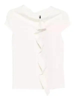 Liviana Conti Ruffled Short-sleeve Top - Neutrals