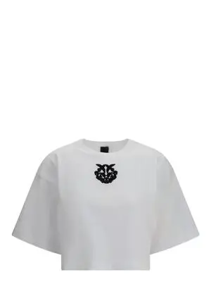 Pinko Cropped Logo Jersey T-shirt - White
