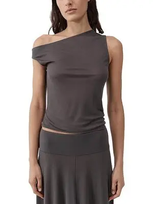 ST. AGNI Fine Jersey Asymmetric Top - Soot