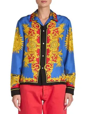 Versace Silk Twill Shirt - Blue/gold