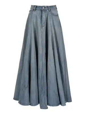 Balenciaga Long Godet Skirt - Blue