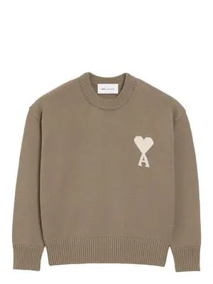 Ami Jersey With Logo - Beige