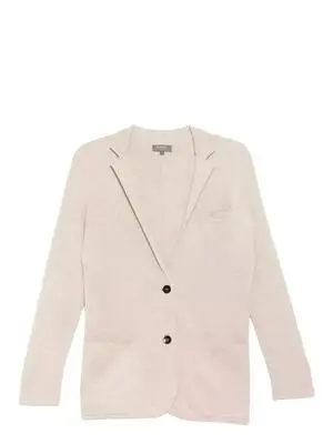 N.PEAL Notched Lapel Single-Breasted Blazer