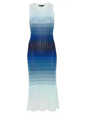 Maje Ombré Striped Ribbed Knit Midi Dress - Blue