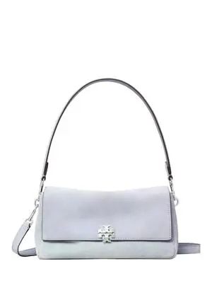 Tory Burch Small Charlie Suede Shoulder Bag Blue
