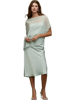 Bhldn Satin Chiffon Cape Dress - Mint
