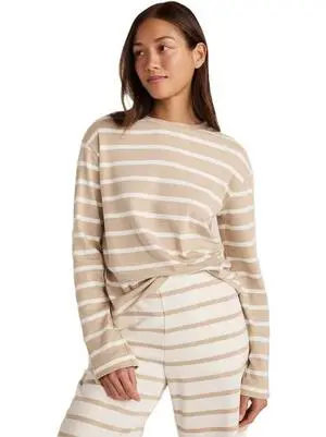 HAVEN WELL WITHIN Brushed Cotton Interlock Stripe Crewneck
