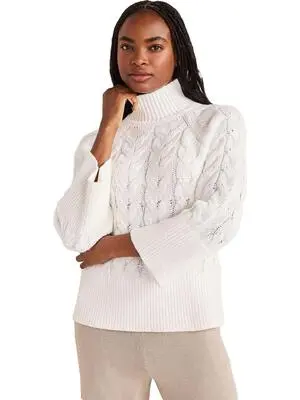 HAVEN WELL WITHIN Organic Cotton Mock Neck Sweater - Ivory