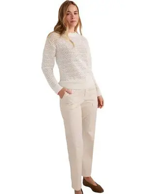 HAVEN WELL WITHIN Cotton Linen Stitched Crewneck - Ivory