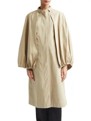 TOTEME Cotton Gabardine Coat With Removable Cape - Beige