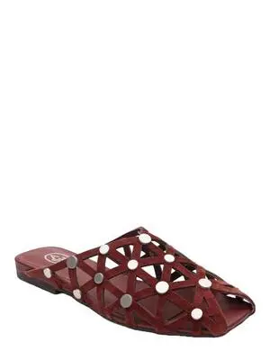 Ash Embellished Open Toe Mule - Marsala