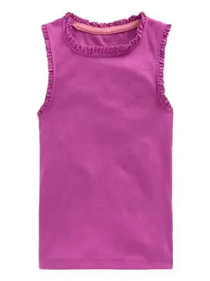 Boden Ribbed Lace Trim Tank - Purple