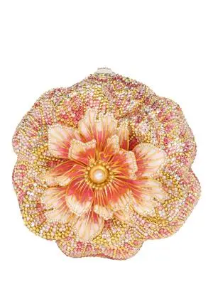 Judith Leiber Magnolia Crystal Minaudière - Silver Rose Multi