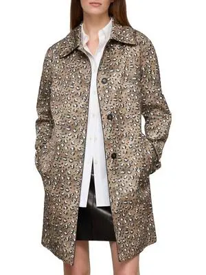 Lafayette 148 New York Leopard Print Twill Coat - Brownstone Multi