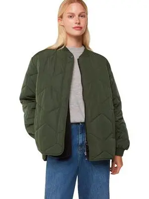 Whistles Ida Quilted Bomber Jacket - Khaki