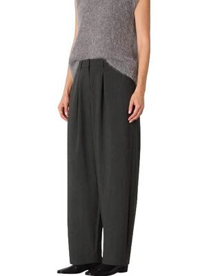 Whistles Wool Blend Barrel Pants - Dark Grey